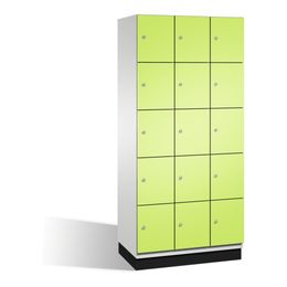 C+P Fächerschrank Cambio auf Sockel, 15 Fächer, H1950xB900xT525mm Front Viridingrün Korpus Lichtgrau ; C + P Möbelsysteme (45104-30|S10013)