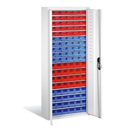 C+P Magazinschrank mit 108 Sichtlagerkästen, H1690xB700xT300mm Front Lichtgrau Korpus Lichtgrau ; C + P Möbelsysteme (133413-21|S10021)