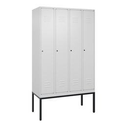 C+P Spind Classic PLUS, Gestell, 4 Abteile, 2120x1200x500mm, 9016/9016 Verschluss Zylinderschloss 4 Garderobenhaken Trennwand mittig ; C + P M&ouml;belsyst (0800307-40F|S10029)