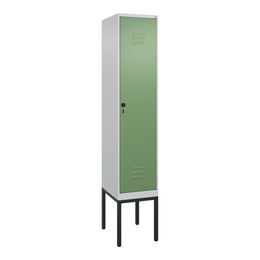 C+P Spind Classic PLUS, Gestell, 1 Abteil, 2120x400x500mm, 7035/6011 Verschluss Sicherheits-Drehriegel 4 Garderobenhaken Trennwand mittig ; C + P M&ouml;be (0800307-12F|S10006)