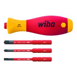 wiha Schraubendreher mit Bithalter Set SoftFinish slimVario electric 4-tlg. mit slimBits (43449)