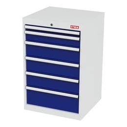 STIER Schubladenschrank mit 6 Schubladen BxTxH 600x575x920 mm RAL 7035 / RAL 5010 (906259)