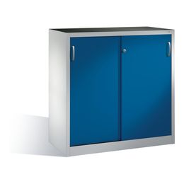 C+P Schwerlast-Beistellschrank mit Schiebet&uuml;ren, 2 B&ouml;den, H1200xB1200xT500mm Front Enzianblau Korpus Lichtgrau ; C + P M&ouml;belsysteme (2057-092|S10009)