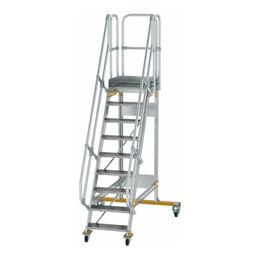 MUNK Aluminium-Plattformtreppe fahrbar 60° 9 Stufen (600709)