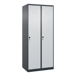 C+P Spind Classic PLUS, 2 Abteile, 1850x800x500mm, 7016/7035 Verschluss Sicherheits-Drehriegel 4 Garderobenhaken ; C + P M&ouml;belsysteme (080000-22|S10011)
