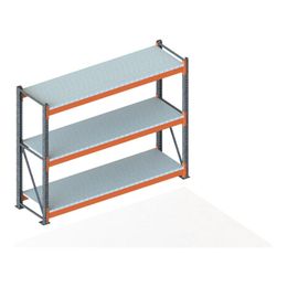 META Großfachregal Grundregal 2200 x 2700 x 800 mm verzinkt / rotorange multipal S + Stahlpaneelen (77533)