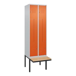 C+P Z-Spind Classic PLUS, Bank, 4 F&auml;cher, 2120x600x815mm, 7035/2004 Verschluss Zylinderschloss Sitzbanktyp auskragend Material Sitzfl&auml;che Buche-Hartho (0800437-204|S10061)