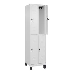 C+P Doppelstock-Spind Classic PLUS, F&uuml;&szlig;e, 2 Abteile, 1950x500x500mm, 9016/9016 ; C + P M&ouml;belsysteme (080310-29|S10014)
