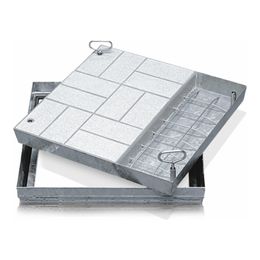 Zarges Schachtabdeckung Stahl verzinkt 600 x 400 mm Außenmaß 720 x 520 mm (47032)