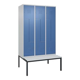 C+P Z-Spind Classic PLUS, Bank, 6 F&auml;cher, 2120x1200x815mm, 7035/5023 Verschluss Zylinderschloss Sitzbanktyp untergebaut Material Sitzfl&auml;che Kunststoff (0800537-326|S10050)