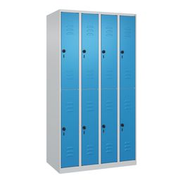 C+P Doppelstock-Spind Classic PLUS, 4 Abteile, 1850x1000x500mm, 7035/5012 Verschluss Sicherheits-Drehriegel ; C + P Möbelsysteme (080300-49|S10004)