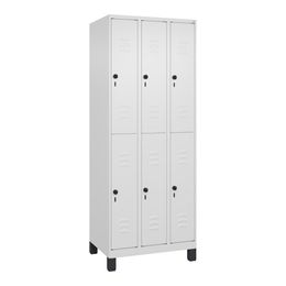 C+P Doppelstock-Spind Classic PLUS, Füße, 3 Abteile, 1950x750x500mm, 9016/9016 ; C + P Möbelsysteme (080310-39|S10014)