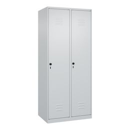C+P Spind Classic PLUS, 2 Abteile, 1850x800x500mm, 7035/7035 Verschluss Sicherheits-Drehriegel 4 Garderobenhaken Trennwand mittig ; C + P M&ouml;belsysteme (080000-22F|S10003)