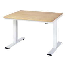 Rau Werktisch adlatus 300 elektrisch höhenverstellbar Buche-Massiv-Platte 1250 mm x 1000 mm (08-WT-125-100-B)