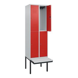 C+P Doppelstock-Spind Classic PLUS, Bank, 2 Abteile, 2120x600x815mm, 7035/3020 Verschluss Zylinderschloss Sitzbanktyp auskragend Material Sitzfl&auml;che K (0803407-20|S10017)