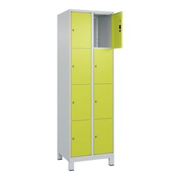 C+P Schlie&szlig;fachschrank Classic PLUS, F&uuml;&szlig;e, 2 Abteile, 1950x600x500mm, 7035/0024 Innenh&ouml;he Gefach oben (oberes 453 mm Front 1108060 RDS Viridingr&uuml;n ; C (080010-204|S10010)