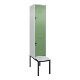 C+P Doppelstock-Spind Classic PLUS, Bank, 1 Abteil, 2120x400x815mm, 7035/6011 Verschluss Sicherheits-Drehriegel Sitzbanktyp untergebaut Material Sitzf (0803507-12|S10111)