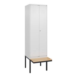 C+P PSA Doppel-Spind Classic PLUS, Bank, 2 Abteile, 2120x600x815mm, 9016/9016 Verschluss Zylinderschloss Sitzbanktyp auskragend Material Sitzfl&auml;che Bu (0800427-20P|S10058)