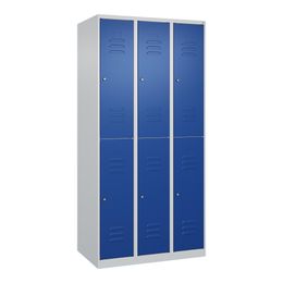 C+P Doppelstock-Spind Classic PLUS, 3 Abteile, 1850x900x500mm, 7035/5010 Verschluss Zylinderschloss ; C + P M&ouml;belsysteme (080300-30|S10046)