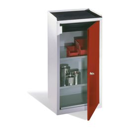 C+P Werkzeug-Beistellschrank mit Dreht&uuml;r, 2 B&ouml;den und Schublade, H1020xB500xT500mm Front Rubinrot Korpus Lichtgrau ; C + P M&ouml;belsysteme (8721-00|S00010)