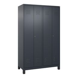 C+P Schwarz-Wei&szlig;-Spind Classic PLUS, F&uuml;&szlig;e, 4 Abteile, 1950x1200x500mm, 7016/7016 Verschluss Zylinderschloss ; C + P M&ouml;belsysteme (080012-40|S10033)