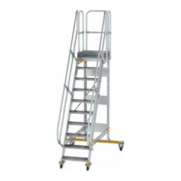 MUNK Aluminium-Plattformtreppe fahrbar 60° 10 Stufen (600710)