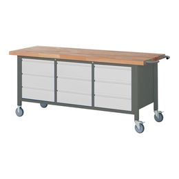 STIER Fahrbare Werkbank Premium mit 9 Schubladen BxTxH 2000x700x880mm (906072)