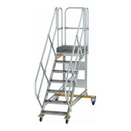 MUNK Aluminium-Plattformtreppe fahrbar 45° 7 Stufen (600767)
