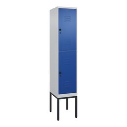 C+P Doppelstock-Spind Classic PLUS, Gestell, 1 Abteil, 2120x400x500mm, 7035/5010 Verschluss Sicherheits-Drehriegel Front RAL 5010 Enzianblau ; C + P M (0803307-12|S10003)