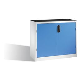 C+P Werkzeug-Beistellschrank mit Dreht&uuml;ren, 2 B&ouml;den und 3 Sch&uuml;be, H1000xB1200xT500mm Front Lichtblau Korpus Lichtgrau ; C + P M&ouml;belsysteme (8831-5035|S10152)