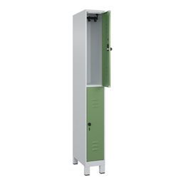 C+P Doppelstock-Spind Classic PLUS, F&uuml;&szlig;e, 1 Abteil, 1950x250x500mm, 7035/6011 ; C + P M&ouml;belsysteme (080310-19|S10006)