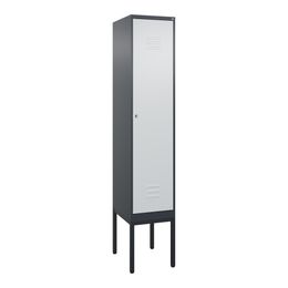C+P Spind Classic PLUS, Gestell, 1 Abteil, 2120x400x500mm, 7016/7035 Verschluss Zylinderschloss 4 Garderobenhaken ; C + P Möbelsysteme (0800307-12|S10028)