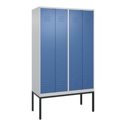 C+P Schwarz-Wei&szlig;-Spind Classic PLUS, Gestell, 4 Abteile, 2120x1200x500mm, 7035/5 Front RAL 5023 Fernblau Verschluss Zylinderschloss ; C + P M&ouml;belsyste (0800327-40|S10020)
