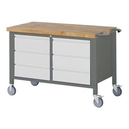 STIER Fahrbare Werkbank Premium mit 6 Schubladen BxTxH 1250x700x880 mm (906066)
