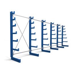 STIER Kragarmregal einseitig 5 Felder mit 6 absteigenden Ebenen 6500x2000x500mm enzianblau (905263)