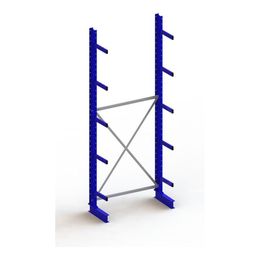 META Kragarmregal Grundregal IPE140 einseitig 3500x1300x400 mm Enzianblau + 5 Armen + Ständer Multistrong M (179752)