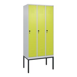 C+P Spind Classic PLUS, Gestell, 3 Abteile, 2120x900x500mm, 7035/0024 Verschluss Sicherheits-Drehriegel 3 Garderobenhaken ; C + P M&ouml;belsysteme (0800307-30|S10010)