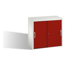C+P Akten-Sideboard Acurado mit Schiebetüren, 2 Ordnerhöhen, H720xB800xT400mm Front Rubinrot Korpus Lichtgrau ; C + P Möbelsysteme (5722-00|S10095)