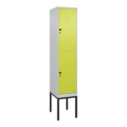 C+P Doppelstock-Spind Classic PLUS, Gestell, 1 Abteil, 2120x400x500mm, 7035/0024 Verschluss Sicherheits-Drehriegel Front 1108060 RDS Viridingr&uuml;n ; C + (0803307-12|S10010)