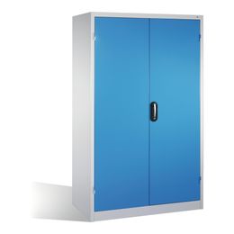 C+P Schwerlastschrank mit Dreht&uuml;ren, 4 B&ouml;den und 3 Sch&uuml;be, H1950xB1200xT600mm Front Lichtblau Korpus Lichtgrau ; C + P M&ouml;belsysteme (8932-523|S10107)