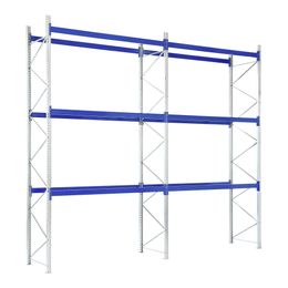 Bito Paletten-Komplettregal-Set P2 mit 3 Ebenen H6000xT1100xL8600 mm 600 kg, unmontiert enzianblau (42252)