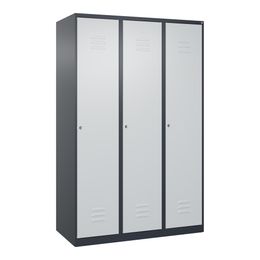 C+P Spind Classic PLUS, 3 Abteile, 1850x1200x500mm, 7016/7035 Verschluss Zylinderschloss 4 Garderobenhaken ; C + P M&ouml;belsysteme (080000-32|S10025)