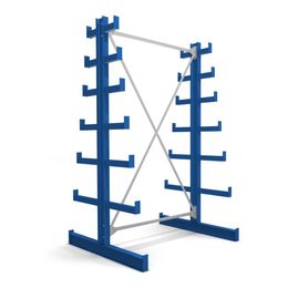 STIER Kragarmregal doppelseitig 1 Feld mit 6 absteigenden Ebenen 1300x2000x500mm enzianblau (905264)