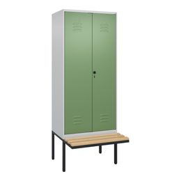C+P PSA Doppel-Spind Classic PLUS, Bank, 2 Abteile, 2120x800x815mm, 7035/6011 Verschluss Sicherheits-Drehriegel Sitzbanktyp auskragend Material Sitzfl (0800427-22P|S10006)