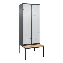 C+P Z-Spind Classic PLUS, Bank, 4 F&auml;cher, 2120x800x815mm, 7016/7035 Verschluss Zylinderschloss Sitzbanktyp untergebaut Material Sitzfl&auml;che Buche-Harth (0800537-224|S10028)