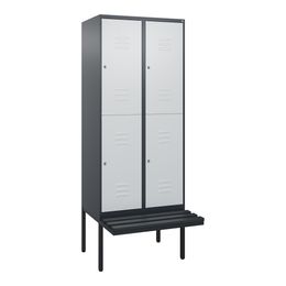 C+P Doppelstock-Spind Classic PLUS, Bank, 2 Abteile, 2120x800x815mm, 7016/7035 Verschluss Zylinderschloss Sitzbanktyp auskragend Material Sitzfl&auml;che K (0803407-22|S10028)