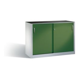 C+P Schwerlast-Beistellschrank mit Schiebet&uuml;ren, 2 x 1 Boden, H1000xB1600xT500mm Front Resedagr&uuml;n Korpus Lichtgrau ; C + P M&ouml;belsysteme (2156-092|S10006)