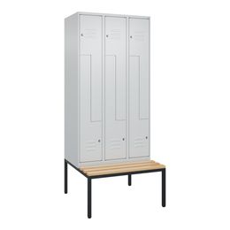 C+P Z-Spind Classic PLUS, Bank, 6 F&auml;cher, 2120x900x815mm, 7035/7035 Verschluss Zylinderschloss Sitzbanktyp untergebaut Material Sitzfl&auml;che Buche-Harth (0800537-306|S10024)
