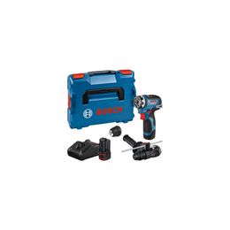 Bosch GSR 12V-35 FC Akku-Bohrschrauber (GFA 12-H, 2 x PC 3,0 Ah) aus Kunststoff und Metall mit Akku-Bohrschrauber, FlexiClick-Aufsatz, Akkus und Ladegerät für Schrauben und Bohren, 0 601 9H3 009 (06019H3009)