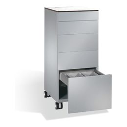 C+P Catering-Caddy Asisto mit Abfallsammler, H1150xB500xT600mm Weißaluminium ; C + P Möbelsysteme (54780-150|S10019)